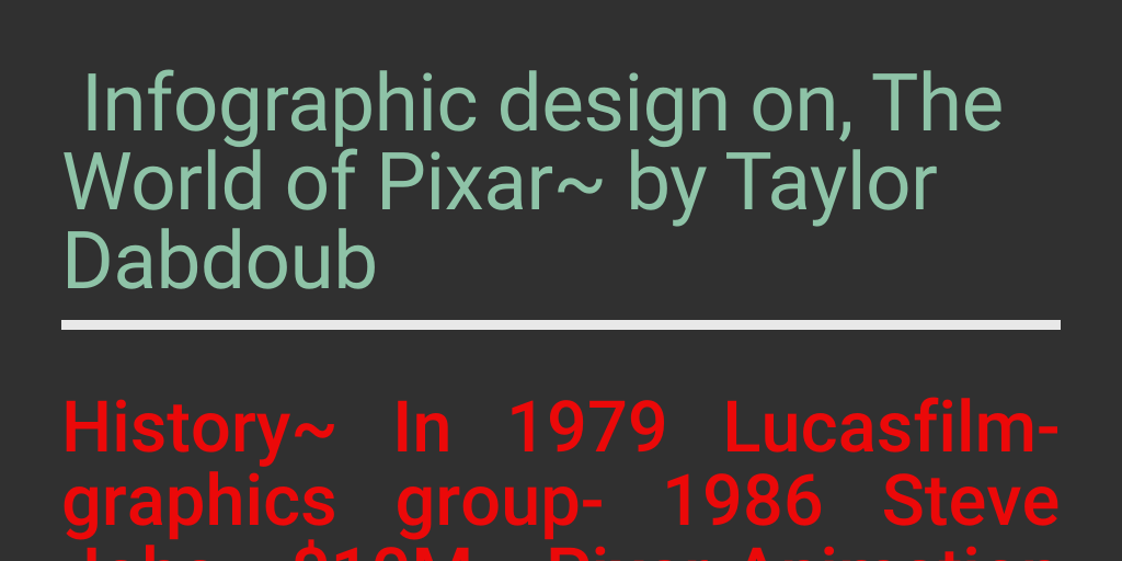 Infographic design on, The World of Pixar~ by Taylor Dabdoub - Infogram