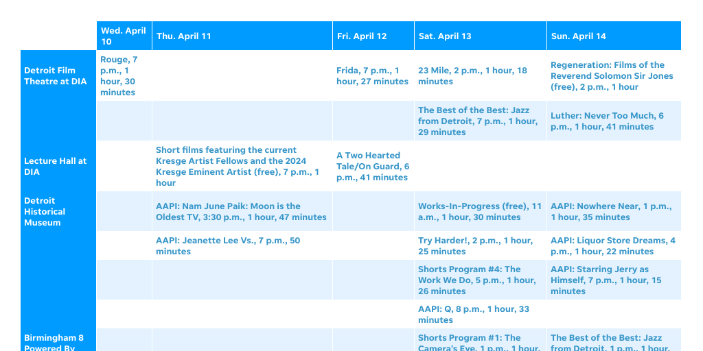 WEB FFF GRID 2024 Festival Lineup Grid by Detroit - Infogram