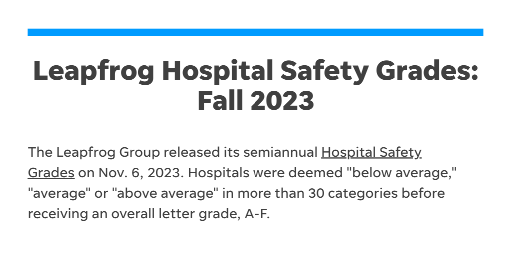 Leapfrog Hospital Safety Grades: Fall 2023 by Treasure Coast - Infogram
