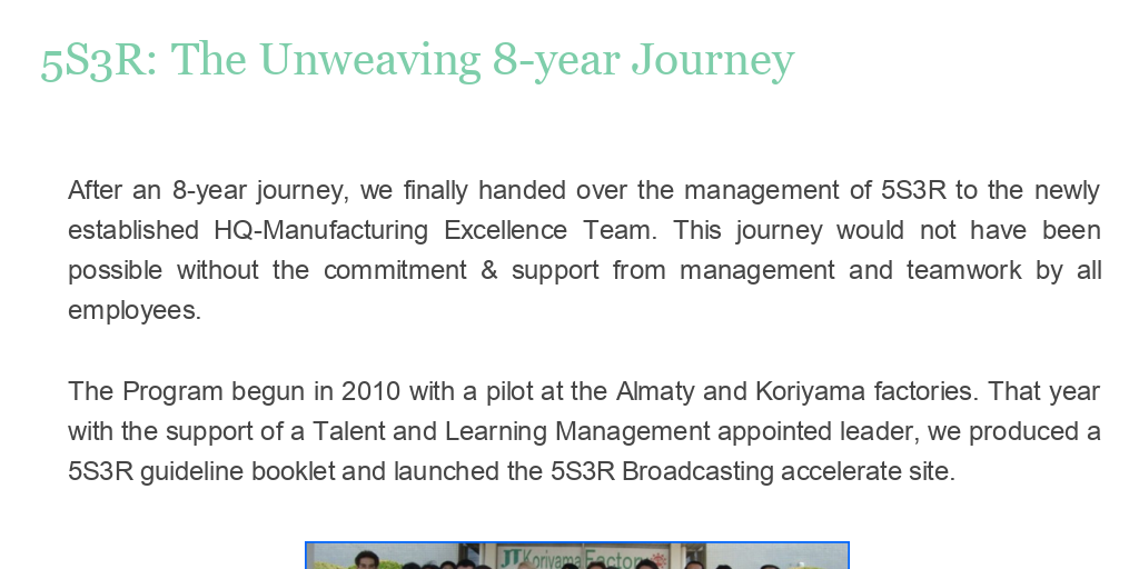 5S3R: the Unweaving 8-year Journey EN by Talent and Learning Management - Infogram