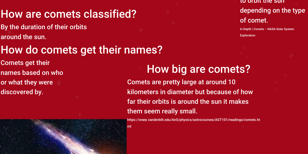 Comets infographic by Kaden Livingston - Infogram