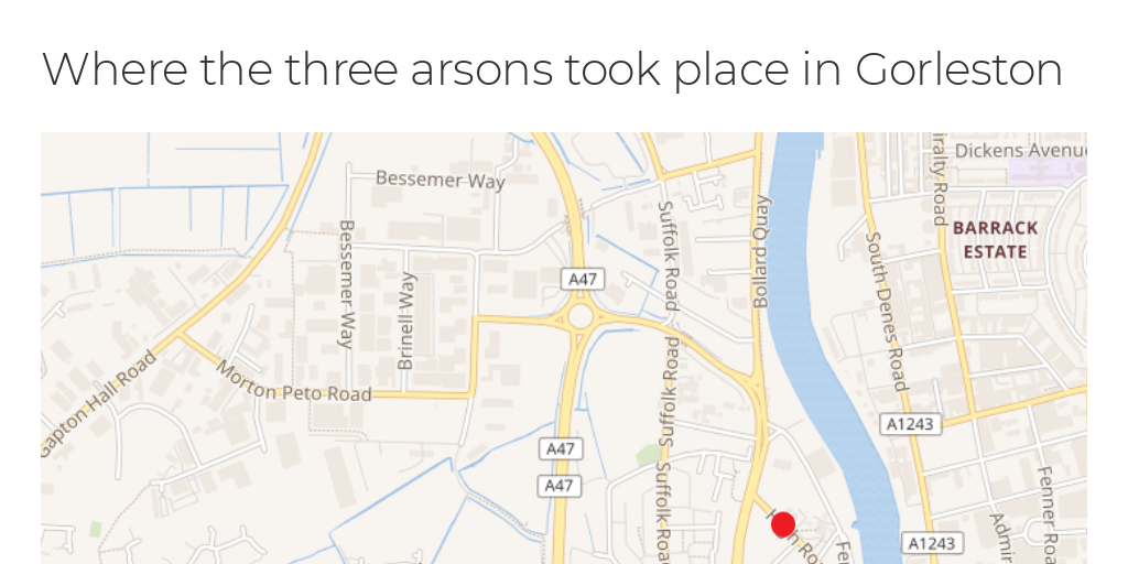 GYM: Gorleston arson map by Peter Raven - Infogram