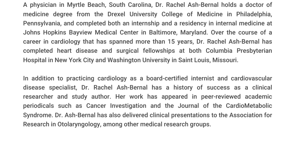 Myrtle Beach Cardiologist Dr. Rachel Ash-Bernal by Dr Rachel Ash-Bernal ...