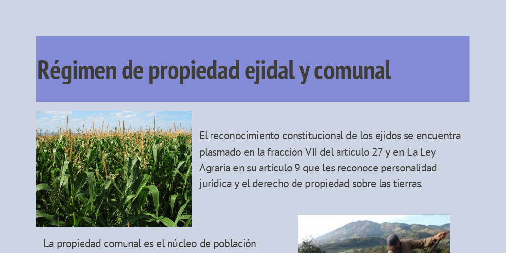 Régimen de propiedad ejidal y comunal - Infogram