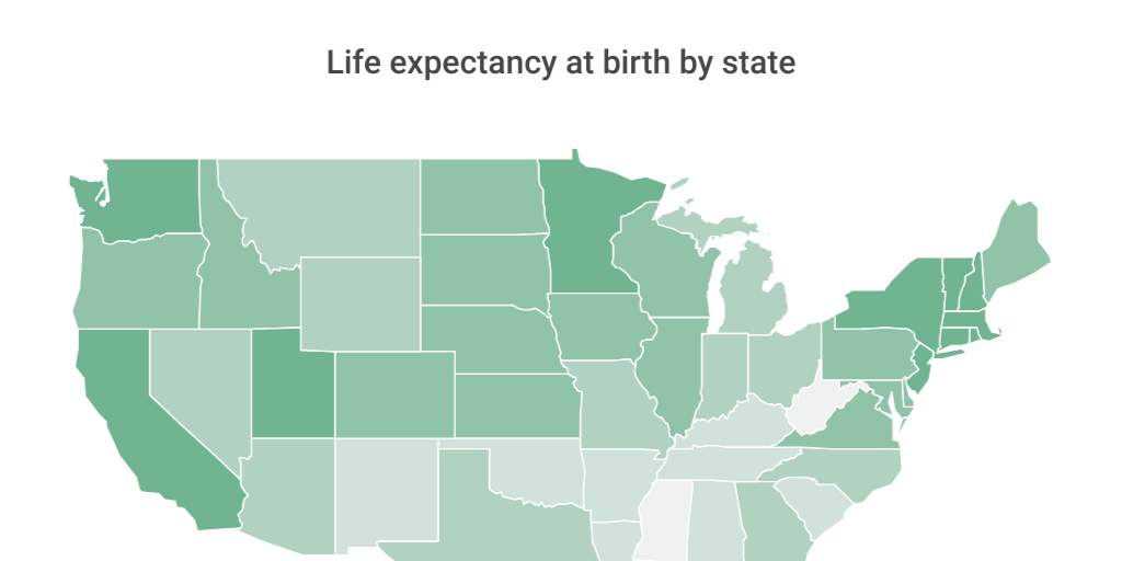 CDC life expectancy at birth by state - Infogram