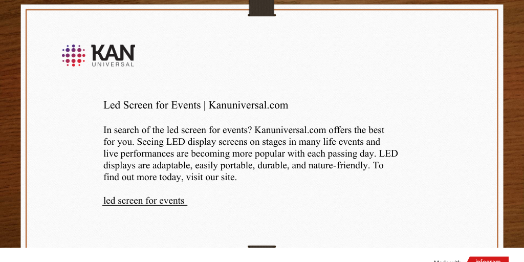 Led Screen for Events Kanuniversal.com.pptx by KAN UNIVERSAL PVT LTD - Infogram