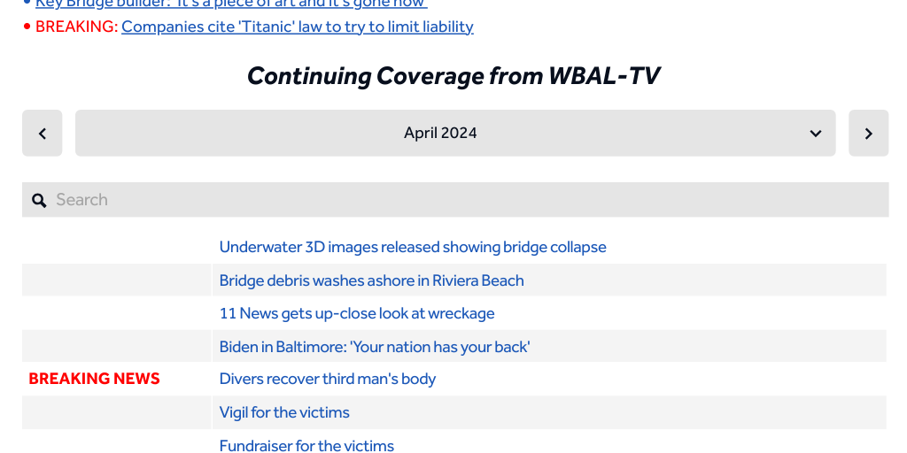 WBAL-TV Key Bridge collapse timeline by Hearst - Infogram