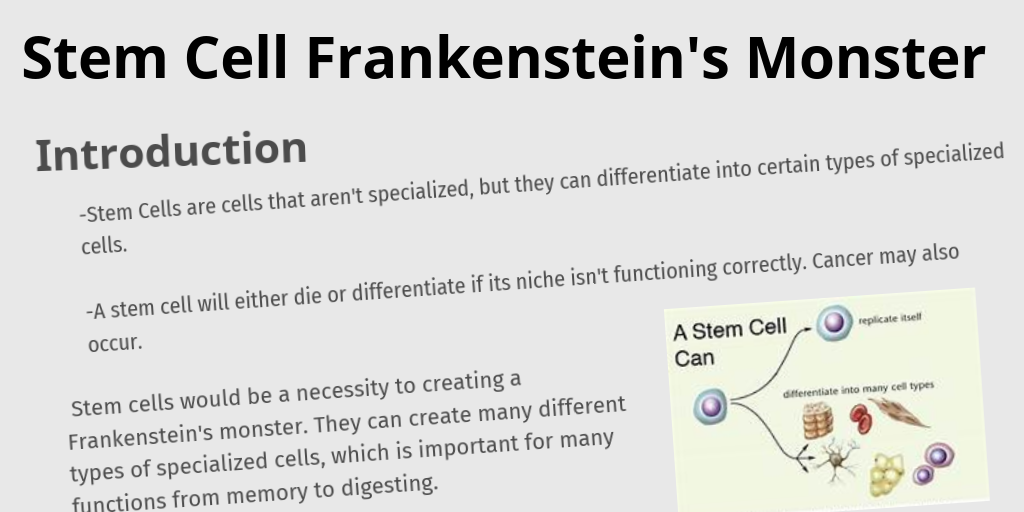 Biology Frankenstein Stem Cell infographic by Sarah Castlegrant - Infogram