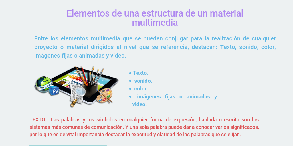 ELEMENTOS DE LA ESTRUCTURA DE UN MATERIAL MULTIMEDIA by Yulissa Alarcon Argueta - Infogram