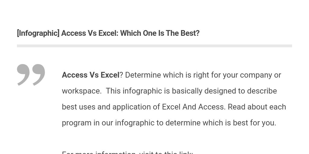 [Infographic] Access Vs Excel: Which One Is The Best? by Edward Paul ...