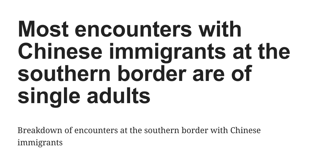 Chinese immigrants FY 2023 breakdown (Single adults, families, etc.) by ...