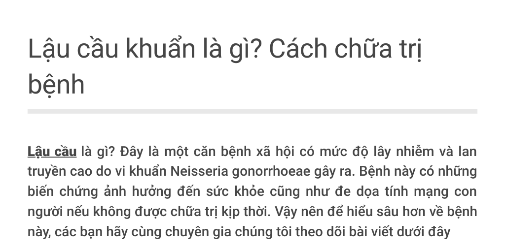 Lậu cầu khuẩn là gì? Cách chữa trị lậu cầu khuẩn by Sức khỏe 24h - Infogram