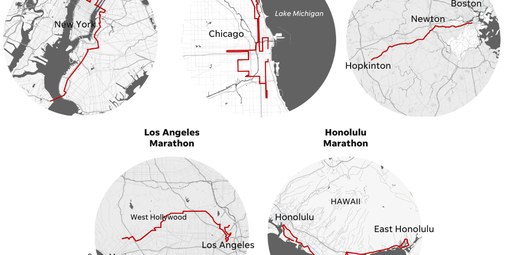 marathon race maps (small multiples) by USAT - Graphics - Infogram