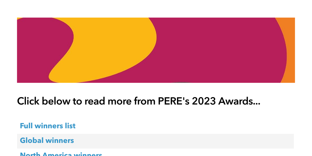 PERE Awards 2024 linkbox by PERE - Infogram