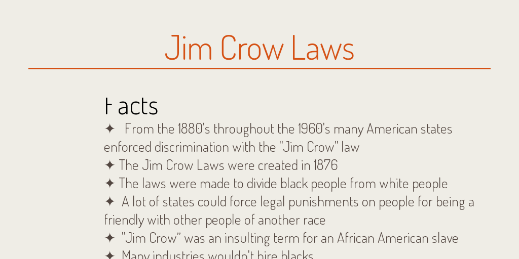 Infographic: Jim Crow Laws by Anna Stevens - Infogram