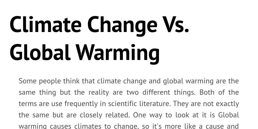 Climate Change Vs. Global Warming by brayanjc - Infogram