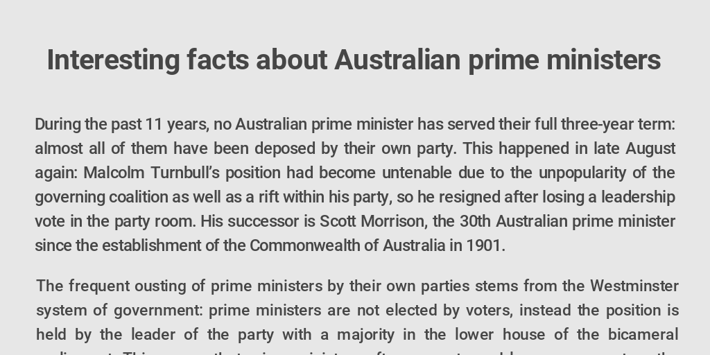 Interesting facts about Australian prime ministers by PAGEO Media ...