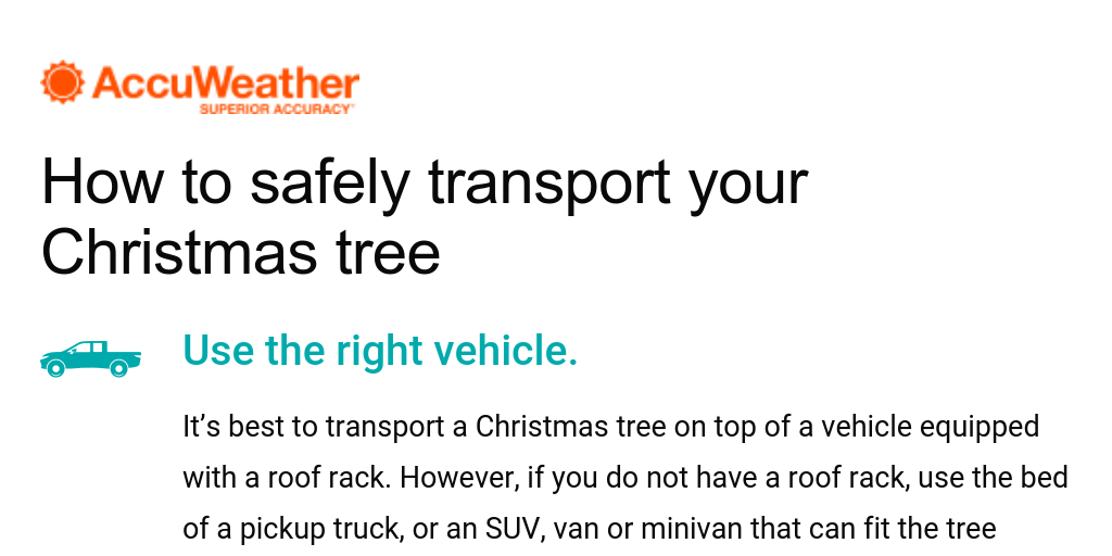 How to safely transport your Christmas tree by AccuWeather.com - Infogram